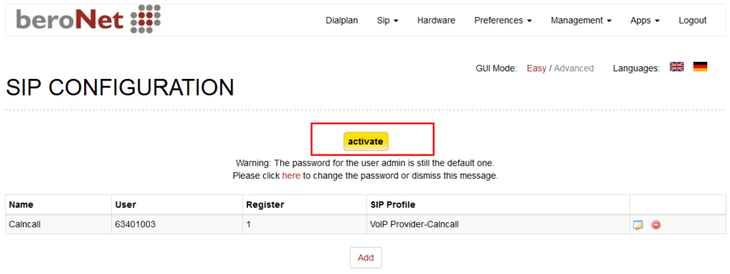 Configure your beroNet gateway with CloudNippon SIP Trunk
